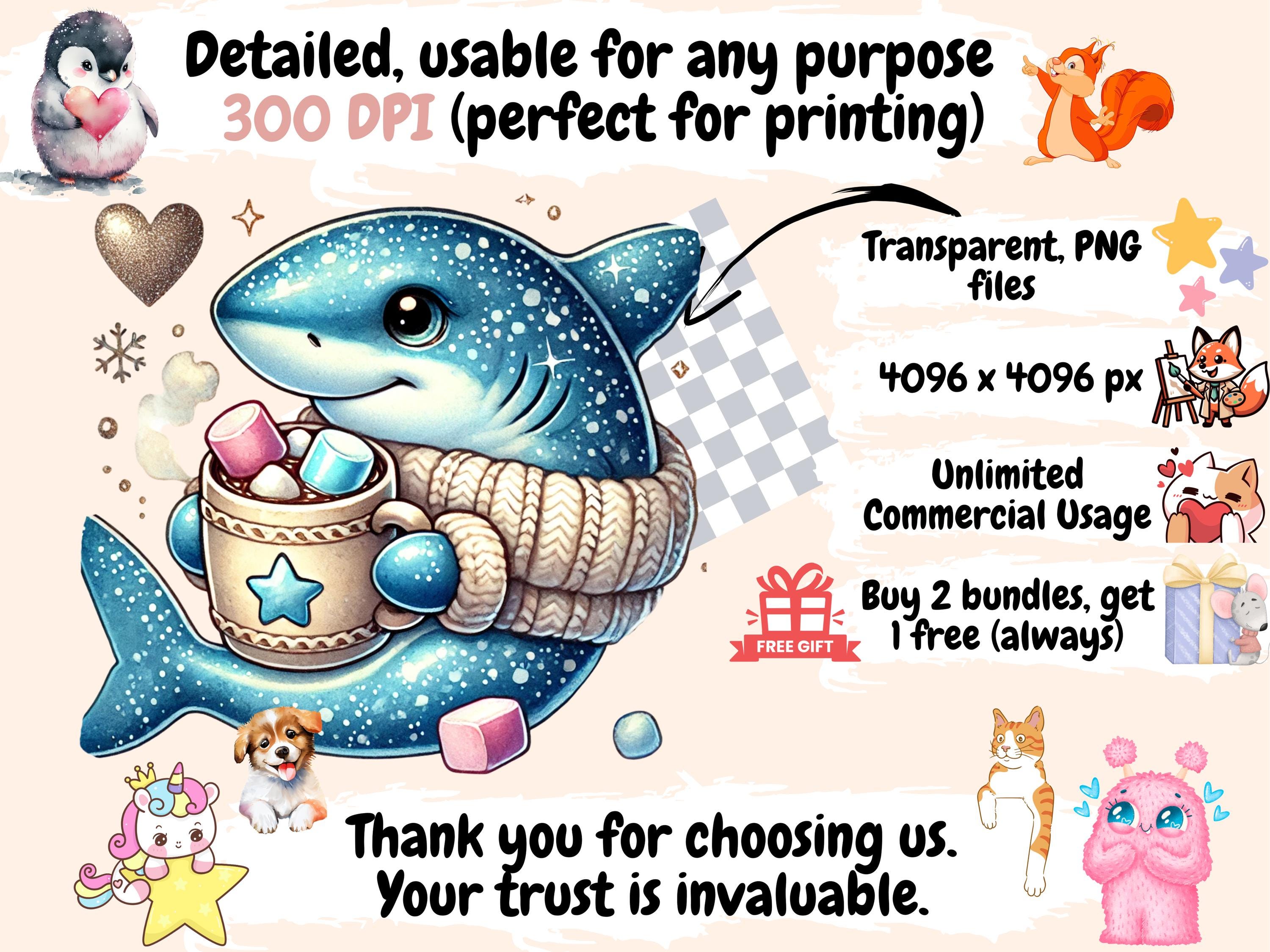Baby Sharks Clipart - 26 PNG Cute Shark Illustrations, Adorable Ocean ...