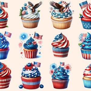 4th of July Cupcakes Clipart - 38 PNG Festive Cupcake Graphics ...