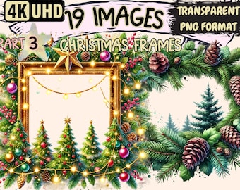 Christmas Frames Clipart - 75 PNG Festive Frame Graphics, Holiday ...