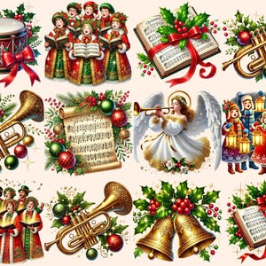 Christmas Carols Clipart - 24 PNG Festive Caroling Illustrations ...