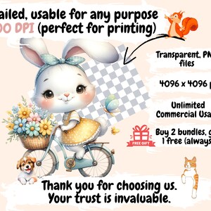 Bunnies Clipart - 22 PNG Cute Spring Bunny Graphics, Adorable Fluffy ...