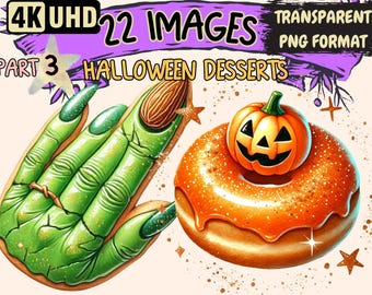 Halloween Cookies Clipart – 24 Spooky Treat PNG Illustrations (digital ...