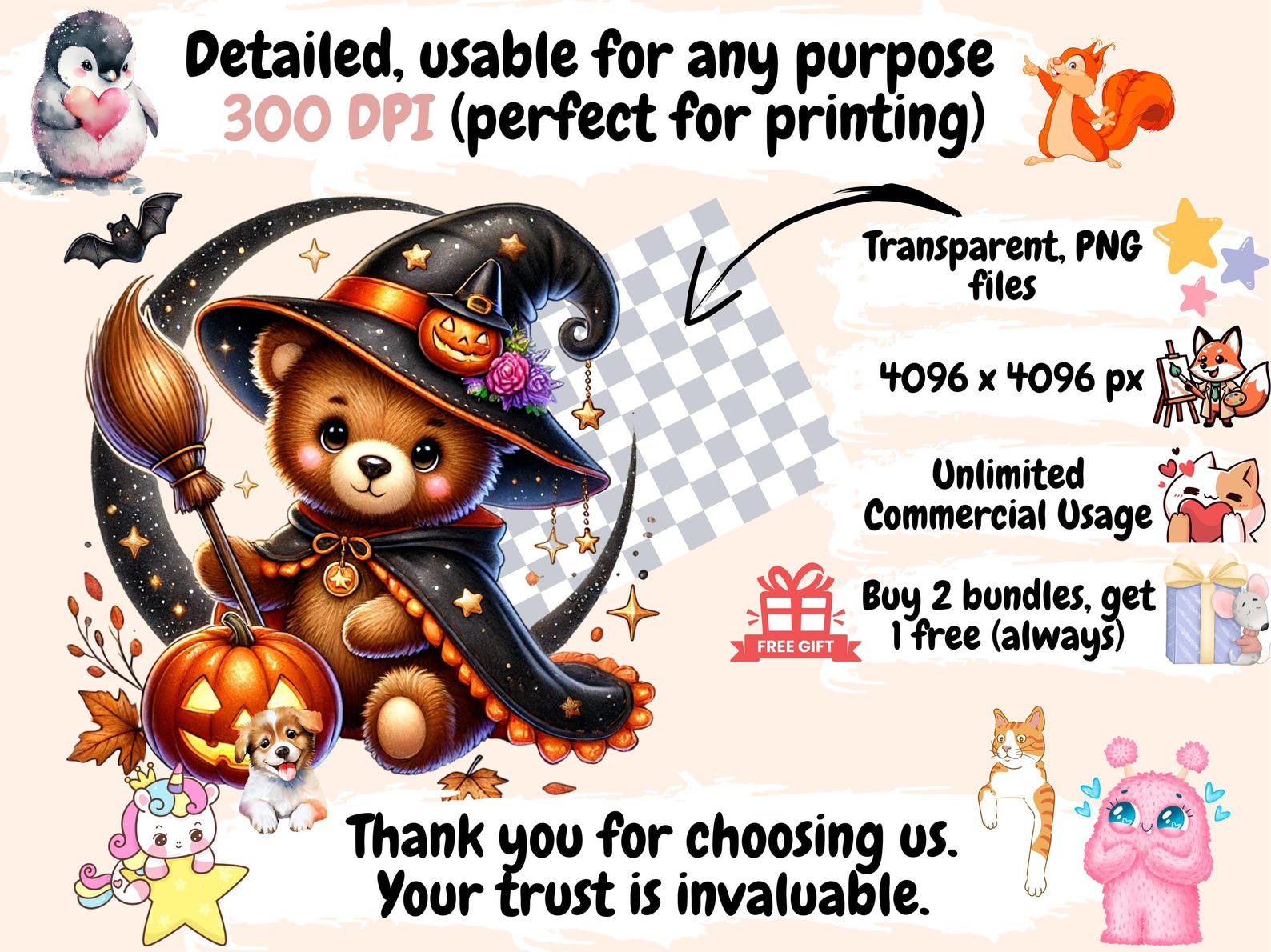 Halloween Teddy Bear Clipart – Spooky Costume PNG Graphics (digital ...