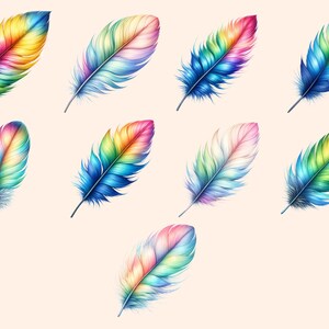 Rainbow Feathers Clipart - 21 PNG Colorful Feather Graphics, Vibrant ...