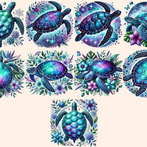 Celestial Turtles Clipart - 33 PNG Cosmic Turtle Illustrations, Starry Fantasy Art, Instant ...