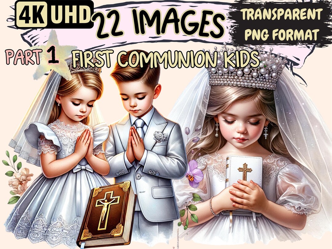 First Communion Kids Clipart - 22 PNG Religious Ceremony Graphics ...