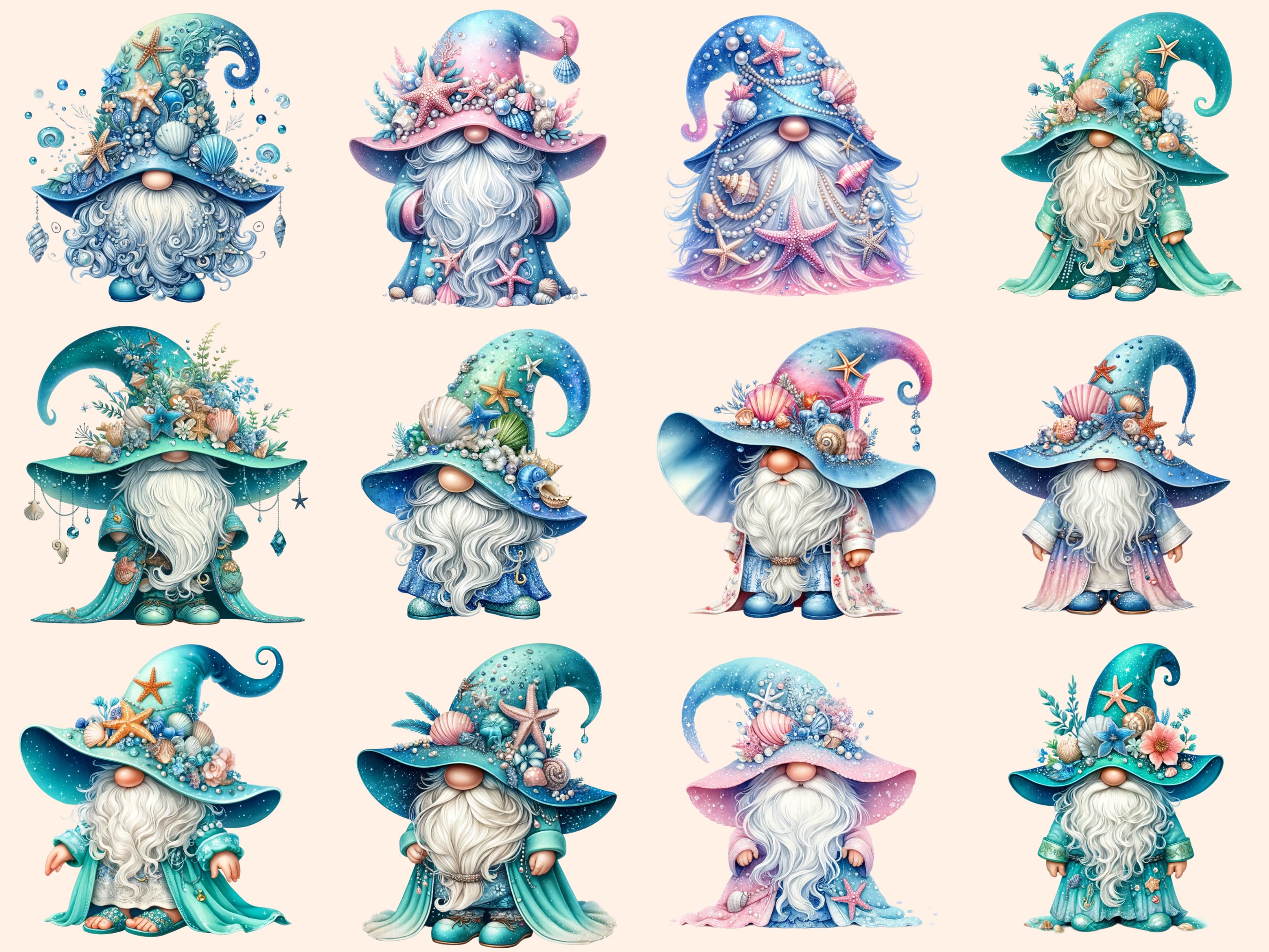 Sea Gnomes Clipart – 24 Whimsical PNG Graphics (digital Download) - Etsy