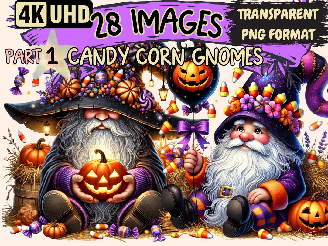 Candy Corn Gnomes Clipart – Halloween PNG Illustrations (digital ...