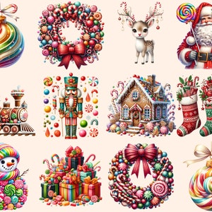 Candy Christmas Clipart – 43 Festive PNG Graphics (digital Download) - Etsy