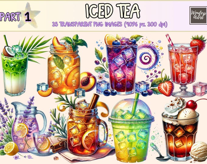 Iced Tea Clipart, Summer Drink Clip Art, Party Décor, Ice Suntea PNG ...
