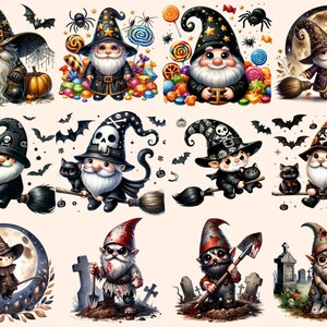 Halloween Gnomes (P2) Clipart - 20 PNG Spooky Gnome Graphics, Festive ...