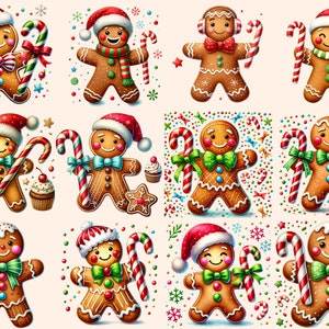 Gingerbread Man Clipart - 32 PNG Festive Cookie Graphics, Holiday ...