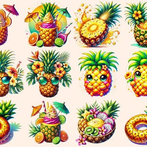 Pineapples Clipart - 44 PNG Tropical Fruit Graphics, Summer Pineapple ...