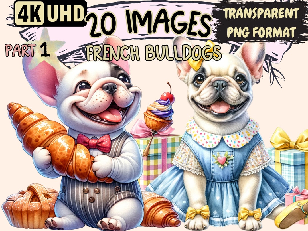 French Bulldogs Clipart - 20 PNG Frenchie Dog Graphics, Cute Baby Puppy ...