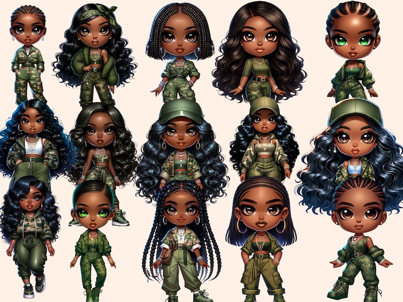 Camo Girls Clipart – 16 PNG Fashion Outfit Graphics (digital Download ...