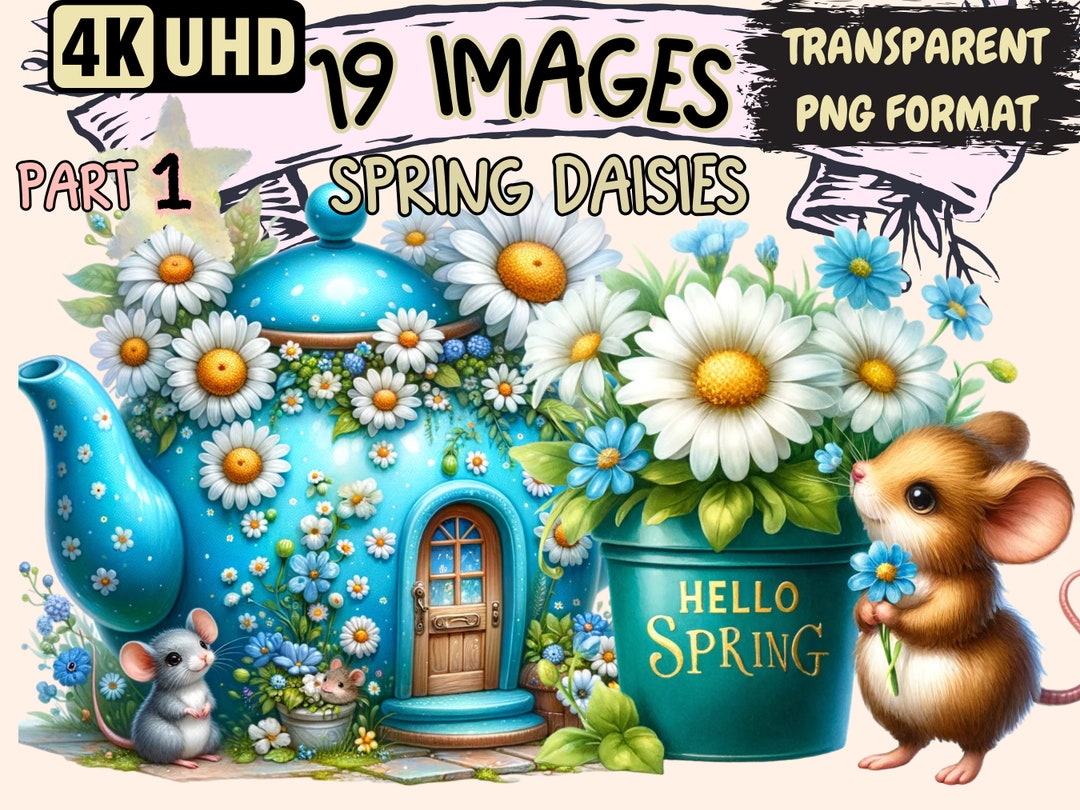 Spring Daisies Clipart - 19 PNG Cheerful Daisy Graphics, Floral ...