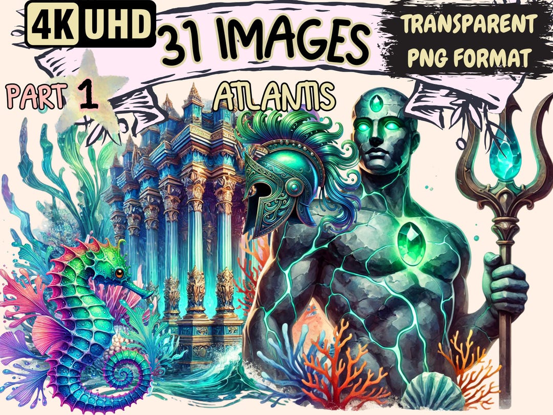 Atlantis Clipart – 31 PNG Mythical Underwater City Illustrations ...