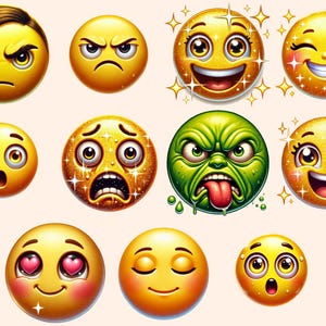 Emotion Emojis Clipart - 23 PNG Expressive Face Illustrations ...