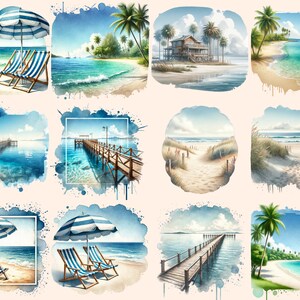 Beach Landscapes (P3) Clipart - 27 PNG Scenic Beach Graphics, Coastal ...