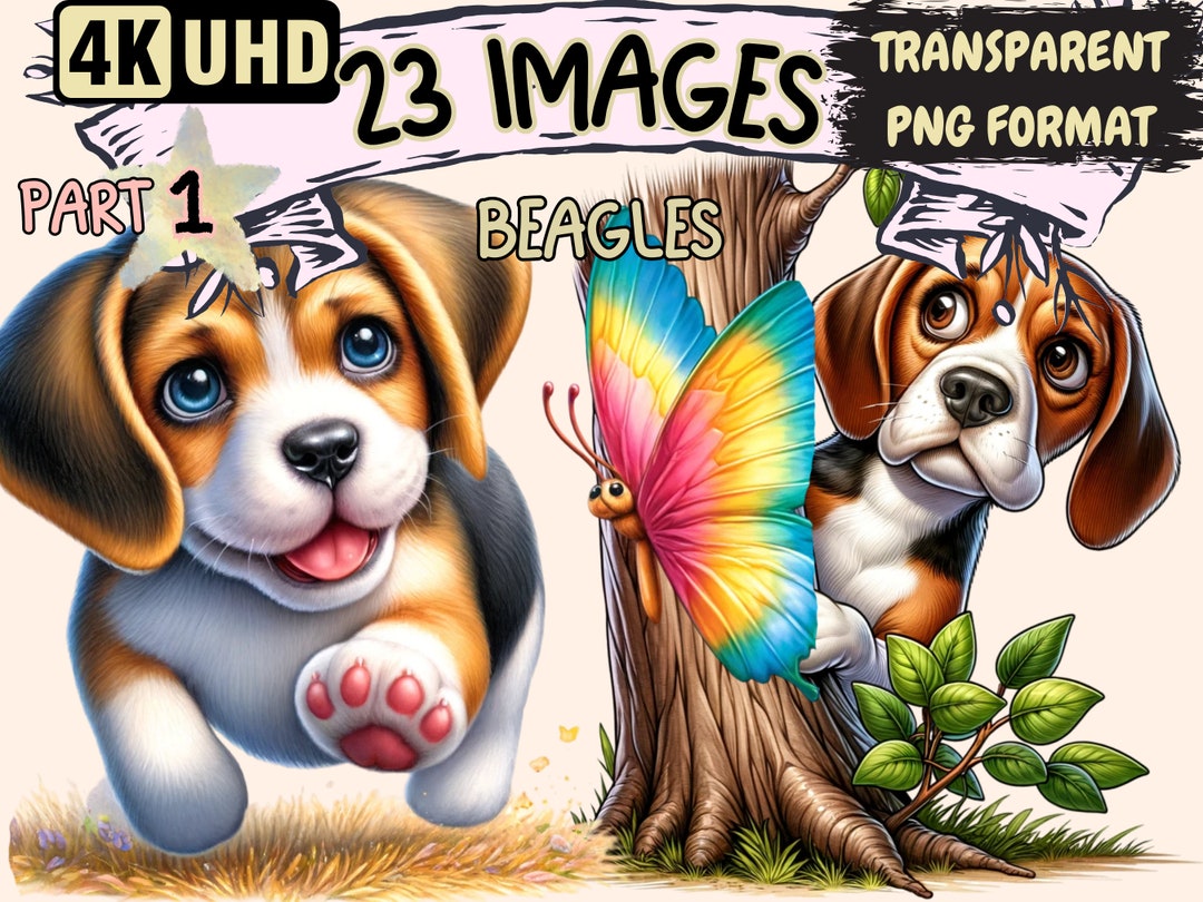 Beagles Clipart - 23 PNG Cute Beagle Graphics, Playful Dog Printables ...