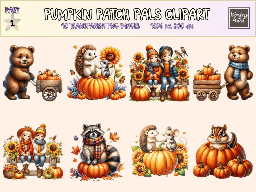 Pumpkin Patch Pals Clipart (unlimited Commercial Use, Digital Download ...
