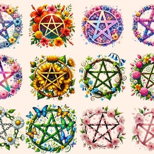Spring Pentacles Clipart - 22 PNG Floral Pentacle Illustrations ...