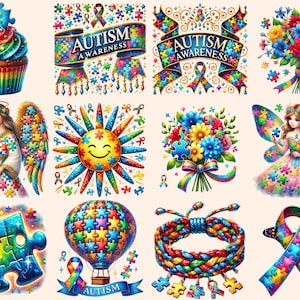 Autism Awareness Clipart - 46 PNG Supportive Illustrations, Advocacy ...