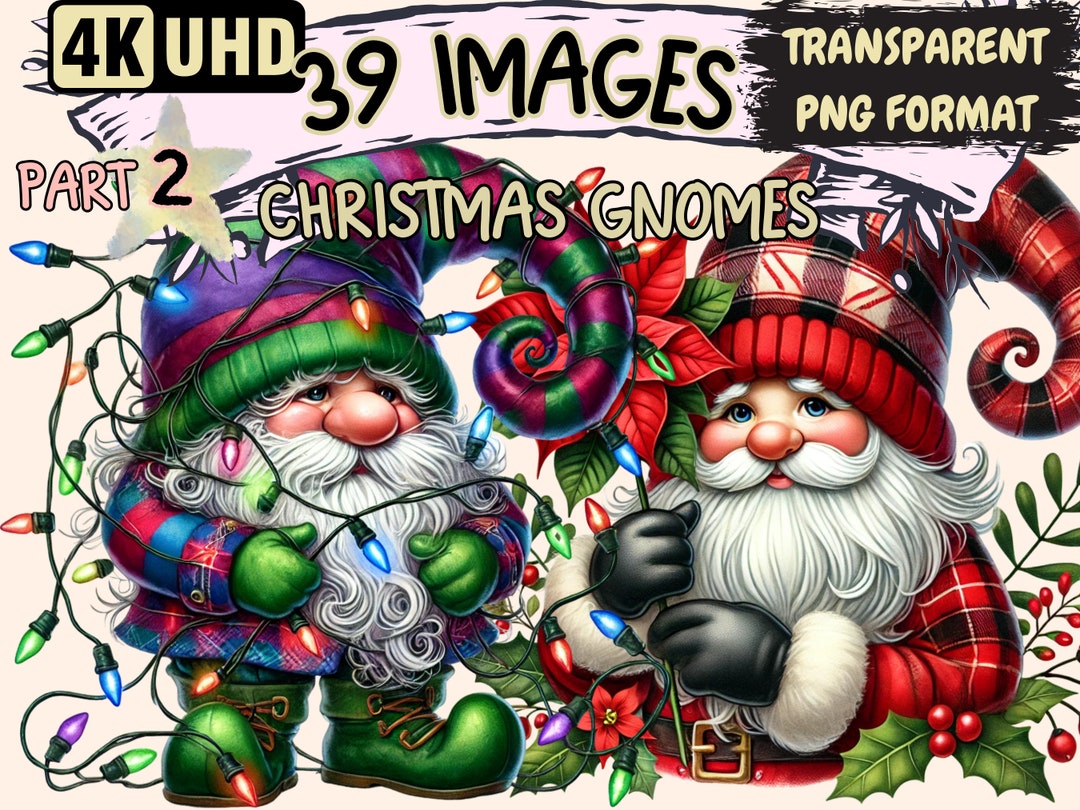 Whimsical Christmas Gnomes Clipart – 39 PNG Graphics (digital Download ...