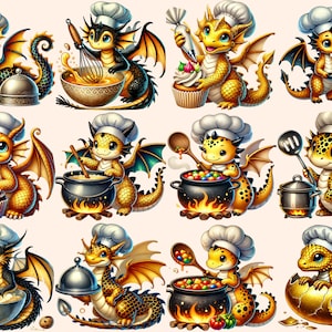 Dragon Chefs (P3) Clipart - 19 PNG Cooking Dragon Illustrations ...