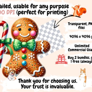Gingerbread Man Clipart - 32 PNG Festive Cookie Graphics, Holiday ...