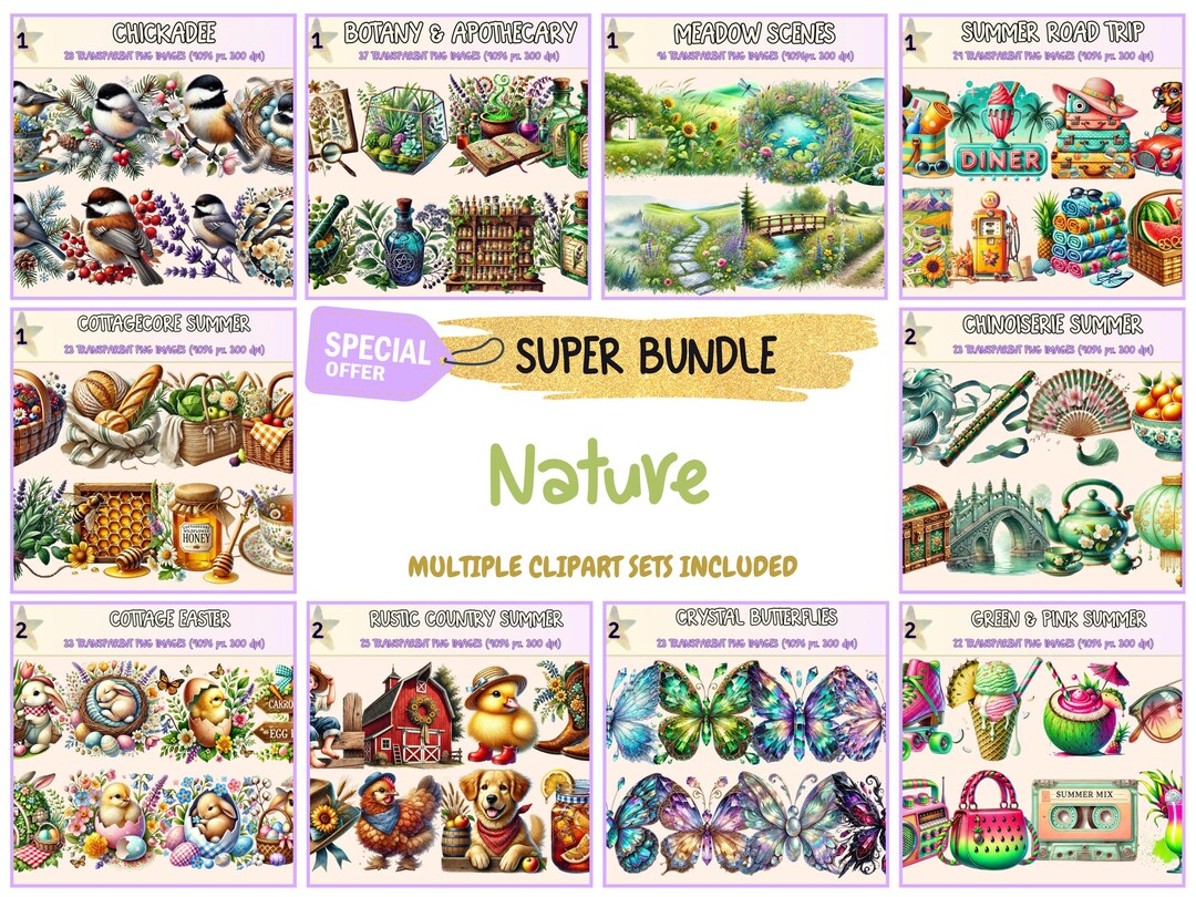 Nature SUPER BUNDLE - 26 Clipart Bundles Inside, Scenic Outdoors ...