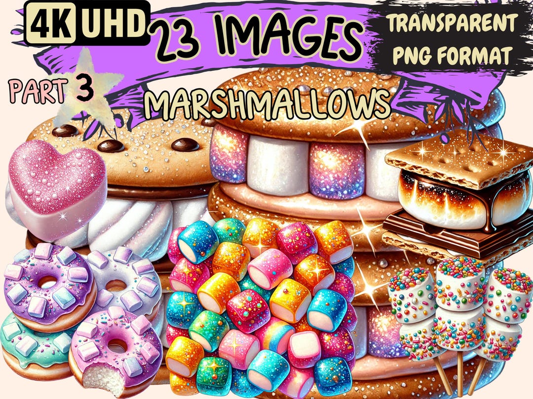 Marshmallow Clipart – 23 PNG Sweet Treat Illustrations (digital ...