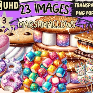 Marshmallows (P3) Clipart - 23 PNG Sweet Treat Illustrations, Tasty ...