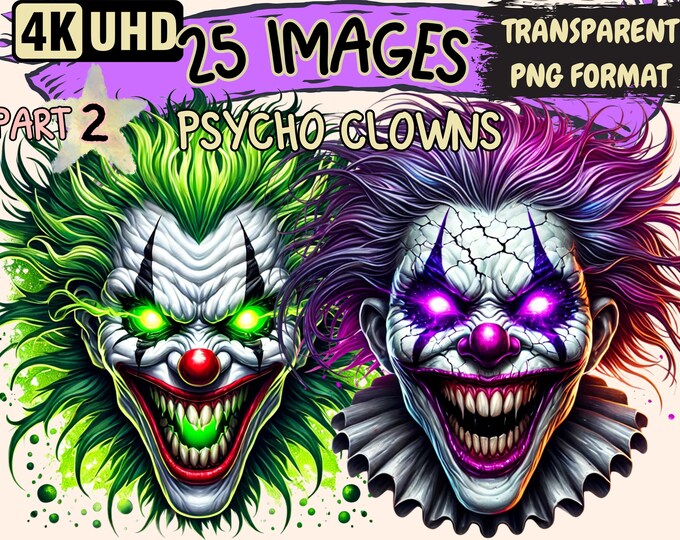 Creepy Carnival Clown Digital Art Print, AI Generated, Wall Art, AI Art ...