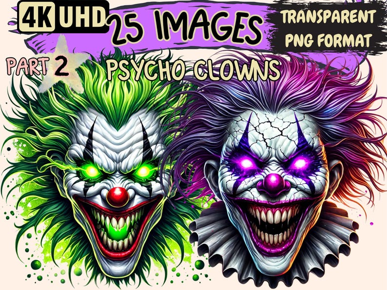 Creepy Psycho Clown PNG Clipart – Horror Circus Graphics (digital ...