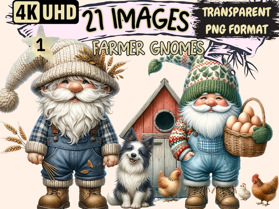Farmer Gnomes Clipart 21 PNG Rustic Farm Countryside Gnomes, Ranch ...