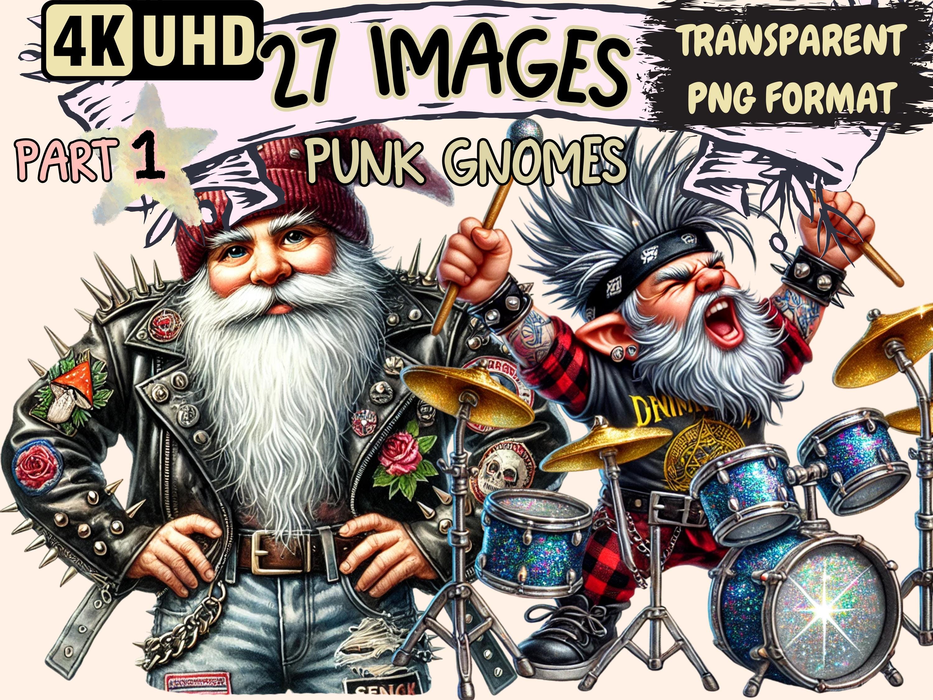 Punk Gnomes Clipart – 27 Edgy Rock Art PNG Illustrations (digital ...
