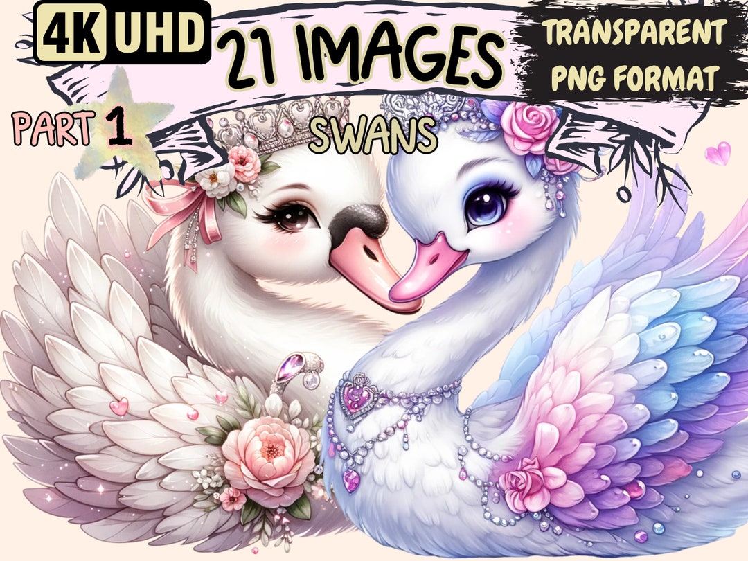 Swans Clipart - 21 PNG Beautiful Elegant Swan Graphics, Graceful ...