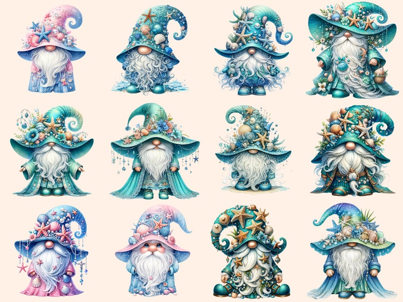 Sea Gnomes Clipart – 24 Whimsical PNG Graphics (digital Download) - Etsy