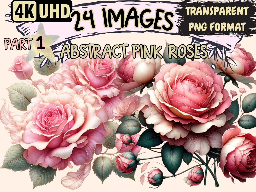 Abstract Pink Roses Clipart - 24 PNG Artistic Rose Graphics, Modern ...