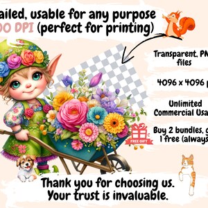 Spring Elves Clipart Bundle - 25 PNG Cute Forest Elf Graphics, Woodland ...