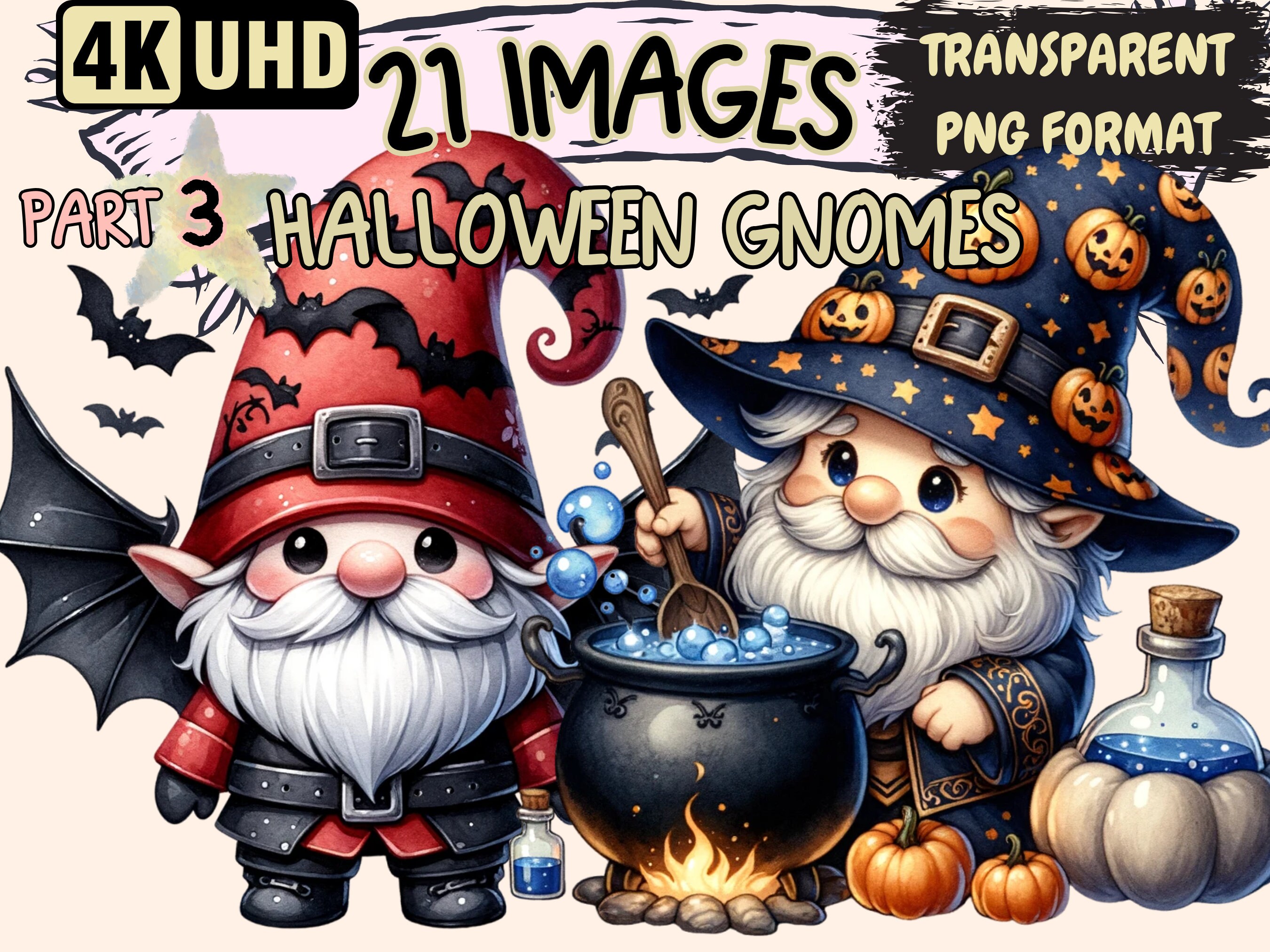 Halloween Gnomes P3 Clipart 21 PNG Spooky Gnome Graphics, Festive ...