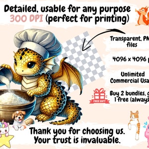 Dragon Chefs Clipart - 22 PNG Cooking Dragon Illustrations, Culinary ...