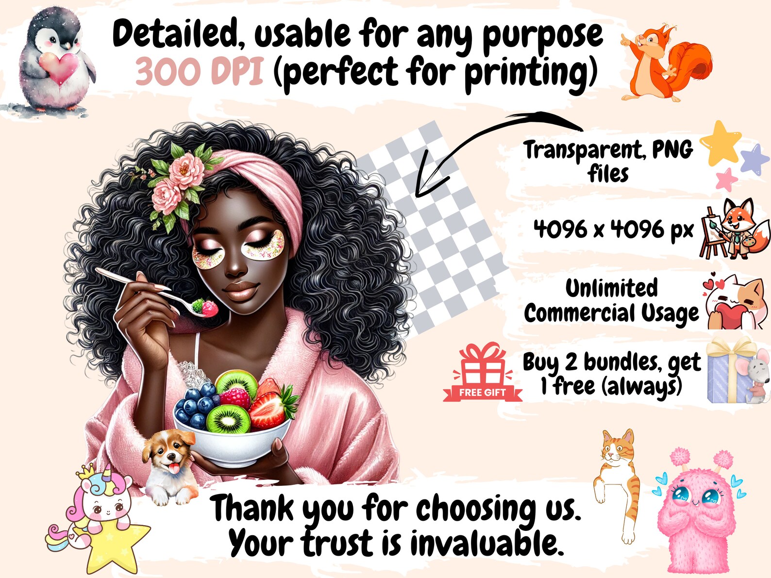 Spa Girls Clipart – African American Relaxing PNG Illustrations ...