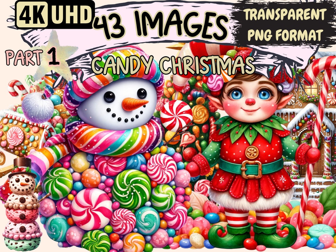 Candy Christmas Clipart – 43 Festive PNG Graphics (digital Download) - Etsy