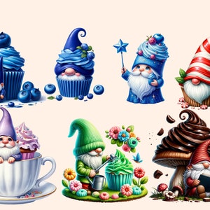 Cupcake Gnomes Clipart - 28 PNG Sweet Little Gnome Graphics, Tasty ...