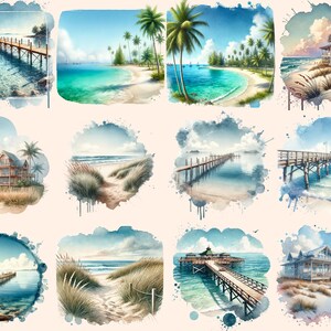 Beach Landscapes (P3) Clipart - 27 PNG Scenic Beach Graphics, Coastal ...