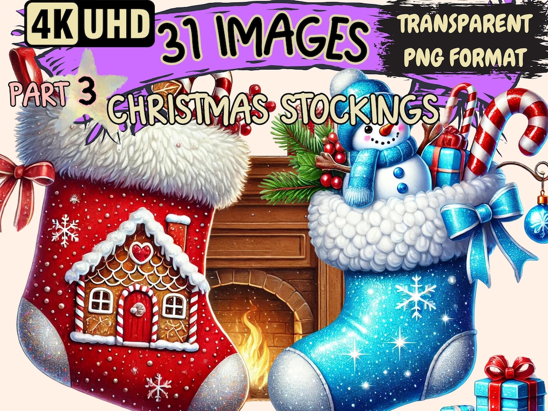 Christmas Stockings (P3) Clipart - 31 PNG Festive Stocking ...