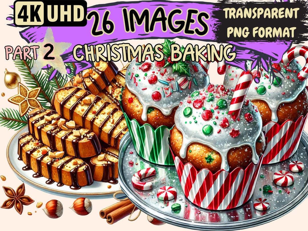 Christmas Baking Clipart – Festive Holiday Treats, 26 PNG Illustrations ...