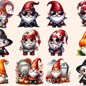 Halloween Gnomes (P3) Clipart - 21 PNG Spooky Gnome Graphics, Festive ...